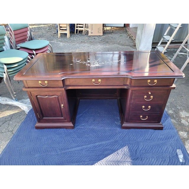 Modern Custom Built Executive Partner's Desk With Mother of Pearl Inlay ...