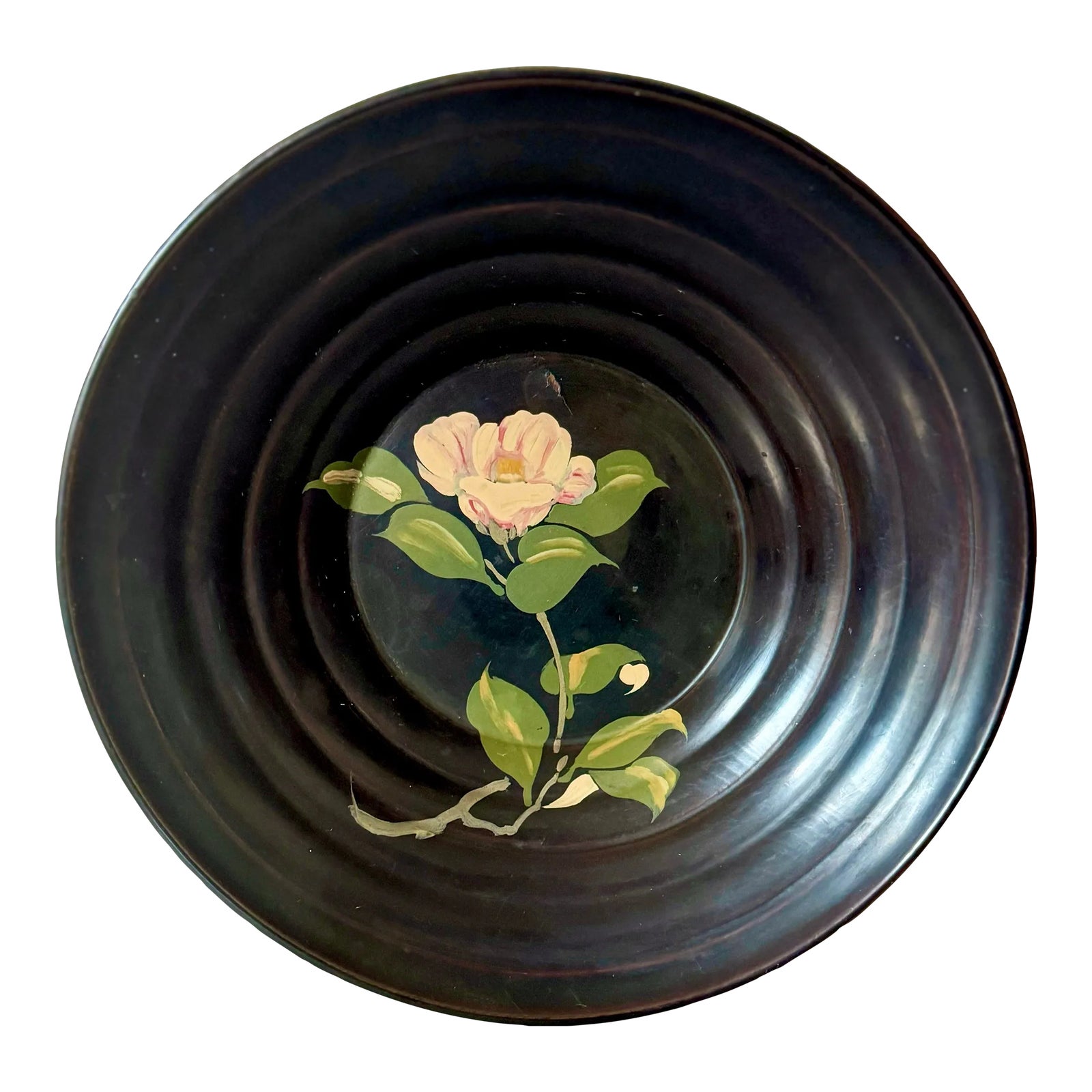 Antique Hand Painted Japanese Lacquer Ware Bowl With a Stunning Peony ...