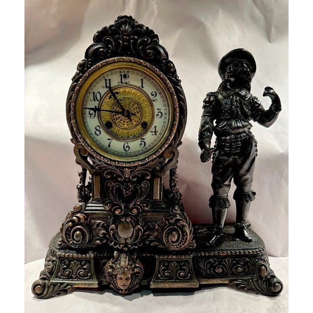 19th Century Waterbury “Vale” Cast Metal Figural Statue Mantel Clock ...