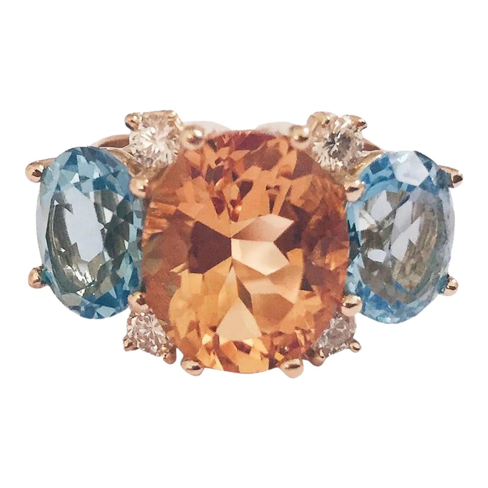 Medium GUM DROP™ Ring with Citrine and Blue Topaz and Diamonds | Chairish