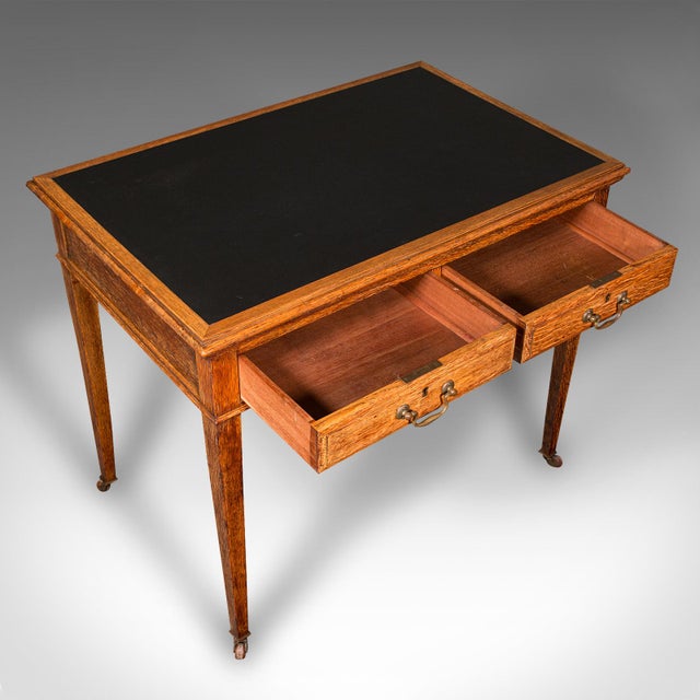 1900s Edwardian Antique Writing Desk, English, Oak, Leather ...