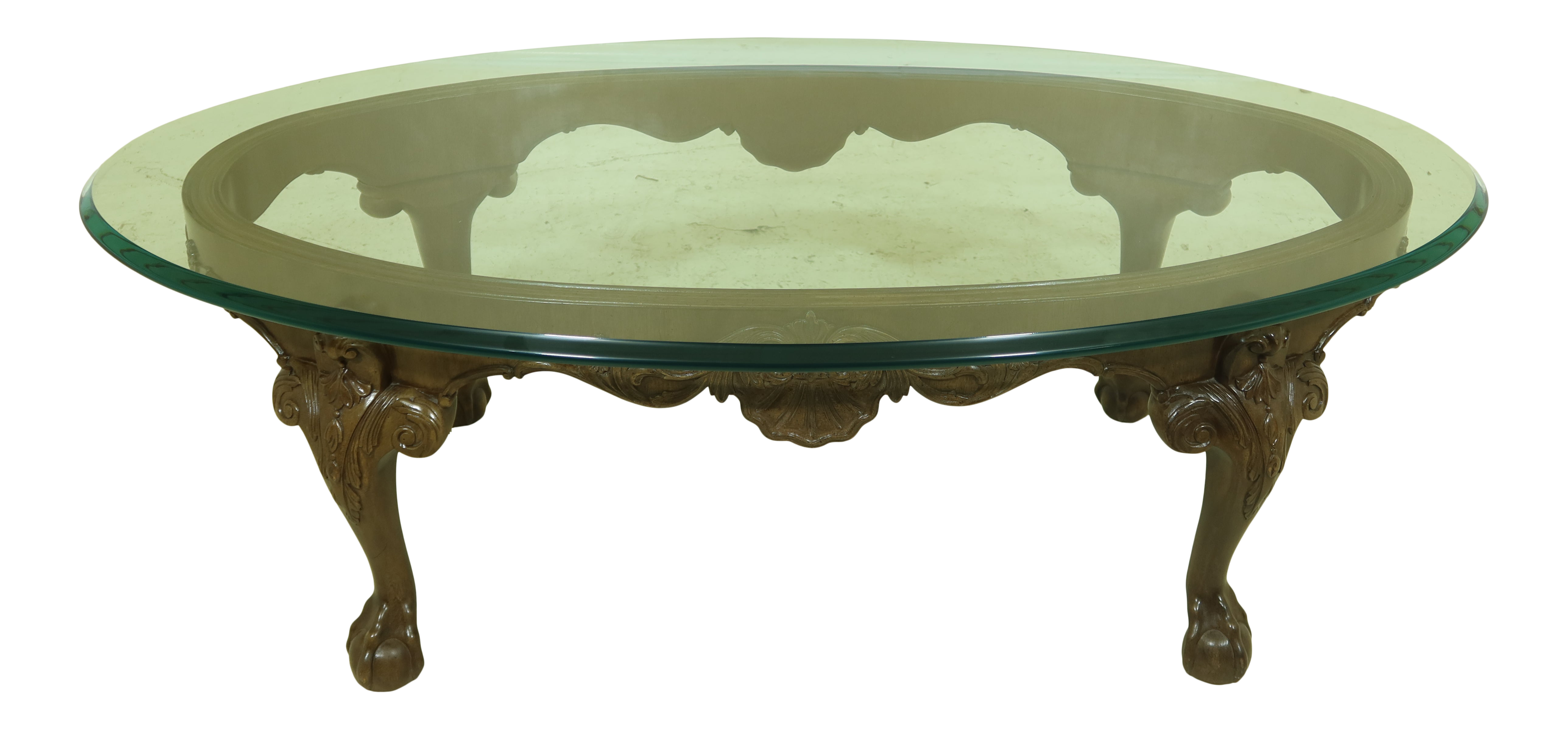 Antique oval coffee table with glass top store