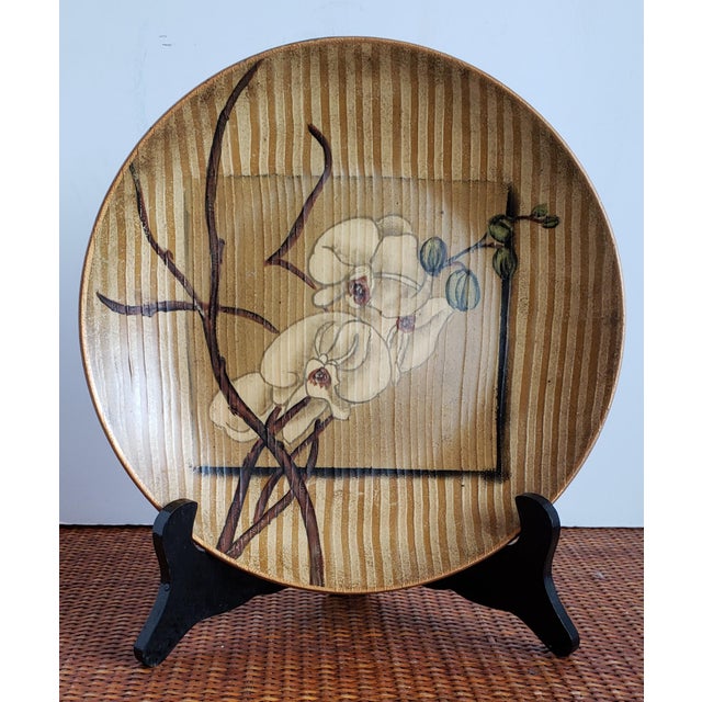 Decorative Porcelain Orchid Plate With Stand | Chairish