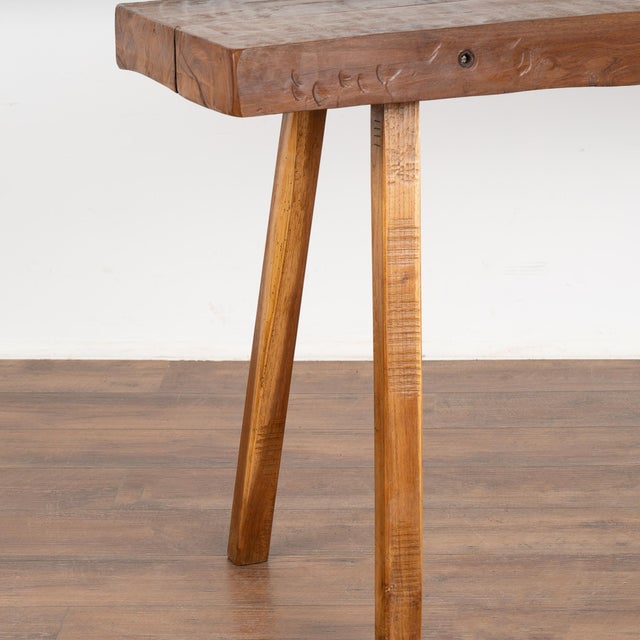 Rustic Plank Console Table With Peg Legs, Hungary Circa 1900's | Chairish