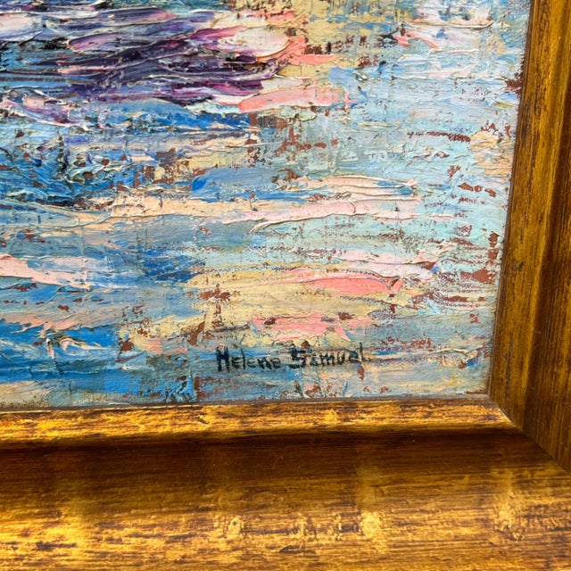 Helene Samuel Impressionist Harbor Painting on Canvas | Chairish