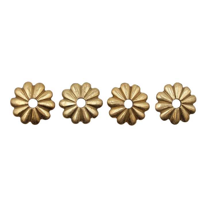 Set of 4 Fluted Brass Rosettes, Mid 20th Century | Chairish