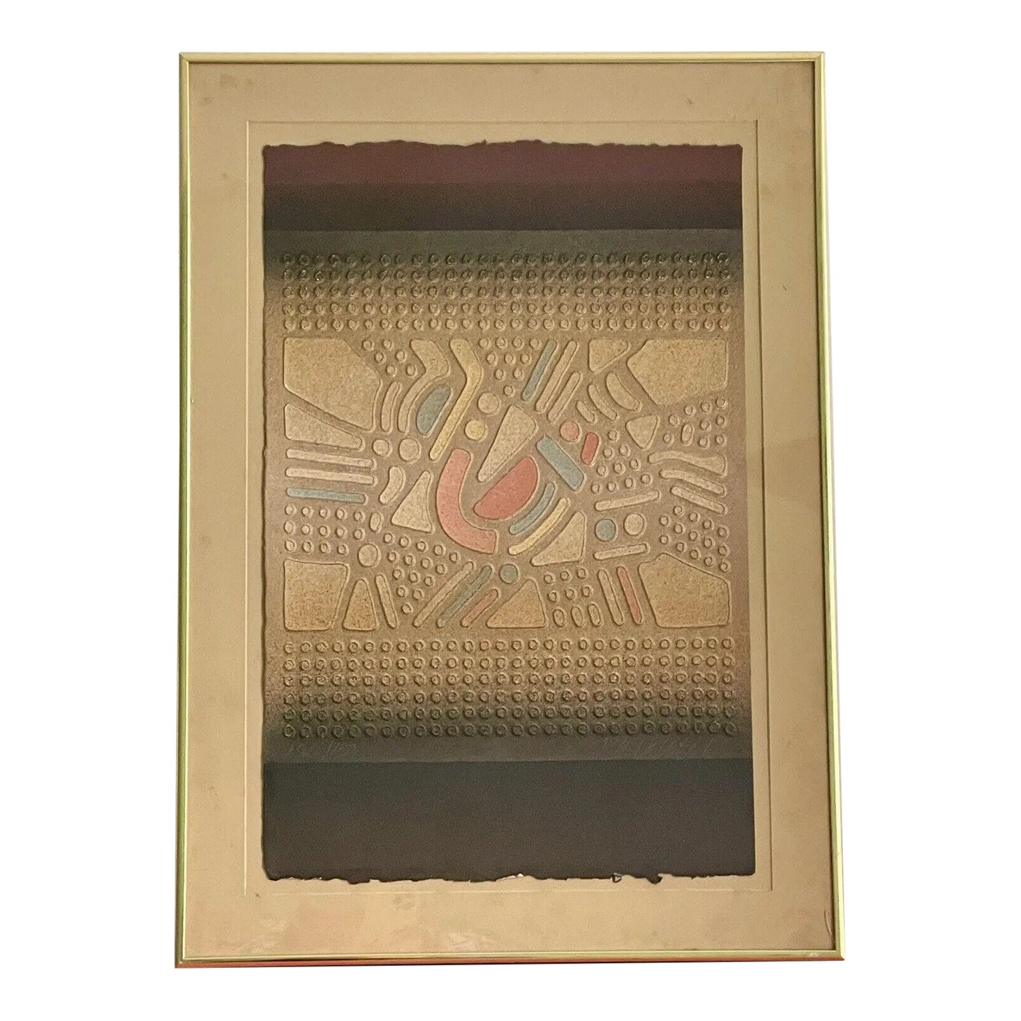 1980s Paul Maxwell Geometric Abstract Stencil Casting Op Art Monoprint ...