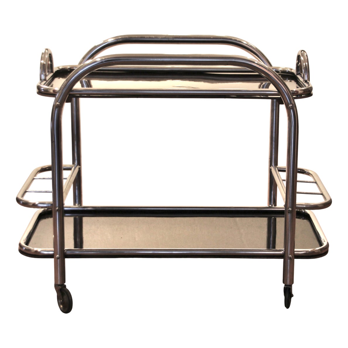 Art Deco Chrome Bar with Bakelite Tray attributed to Robert Mallet ...