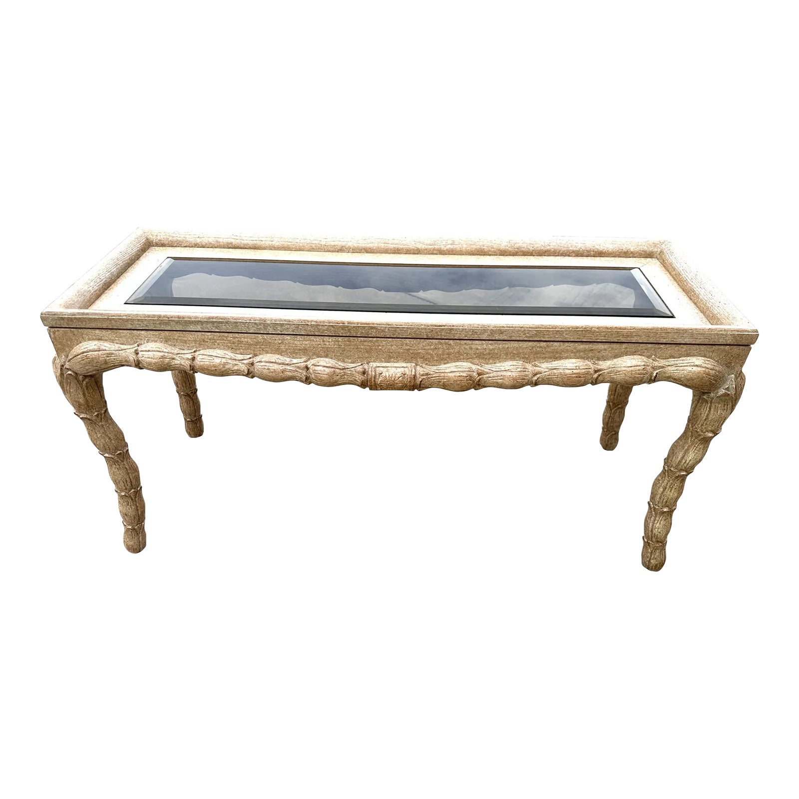 Kreiss Style Carved Flower Petal Leg Console Table | Chairish