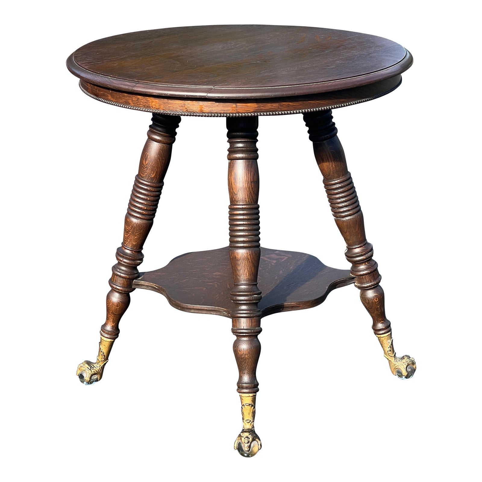 Antique Victorian Oak Lamp Stand With Glass Ball and Claw Feet C. 1890 ...