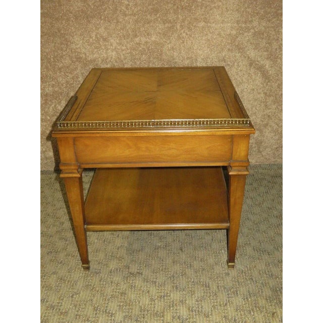 Vintage Weiman Mid Century Inlaid Side Table With Drawer, Shelf & Brass ...