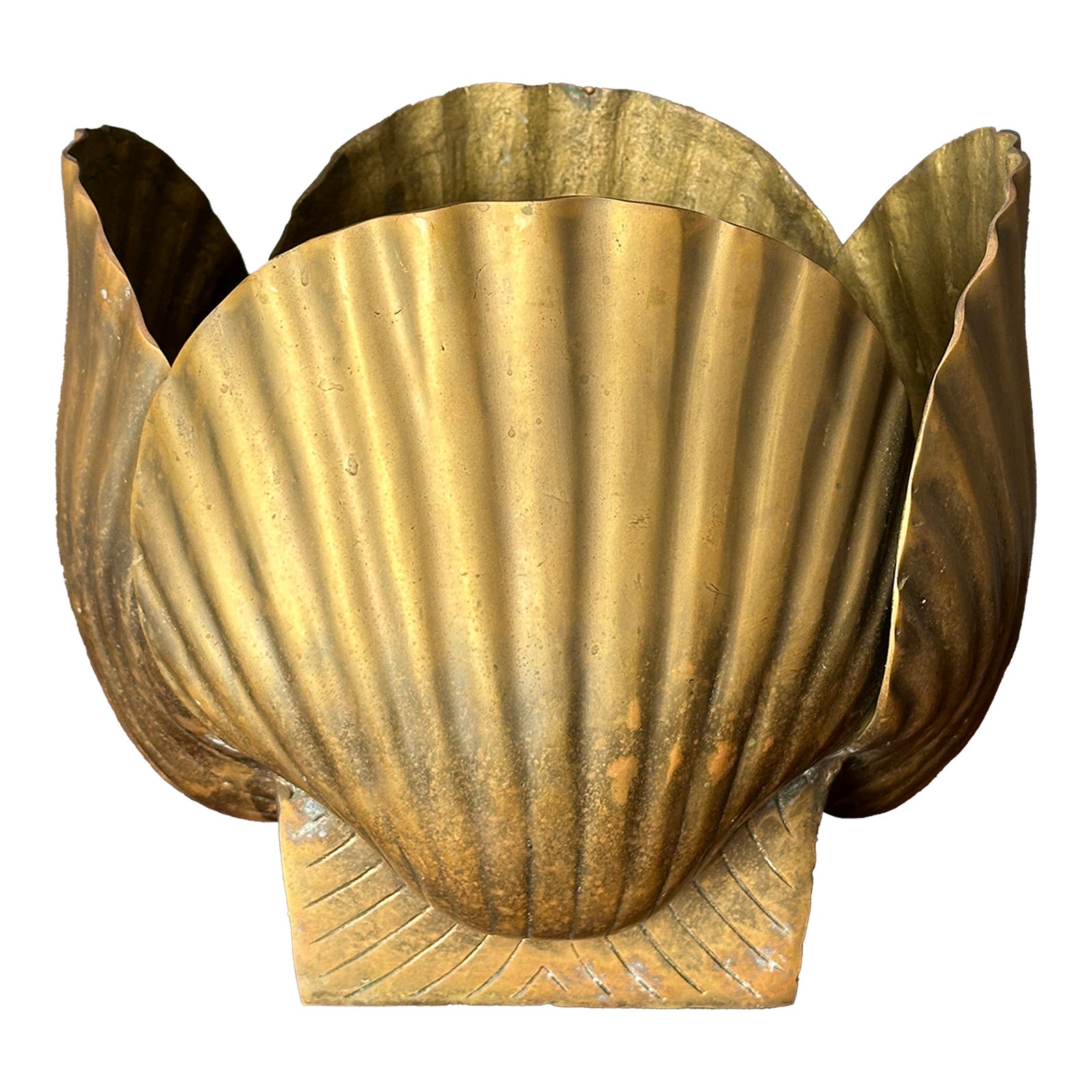 1970s Extra Large Brass Shell Planter | Chairish