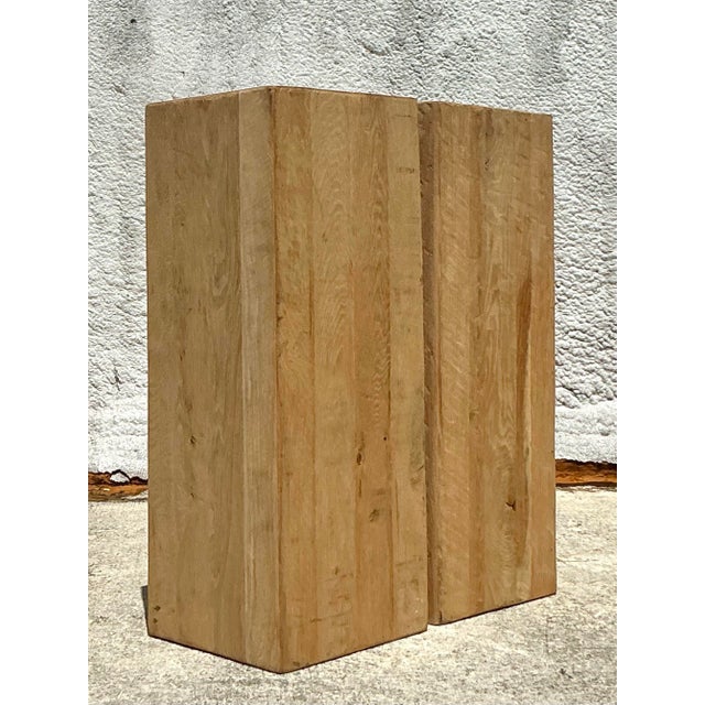 Vintage Boho Wood Plank Pedestals - a Pair | Chairish
