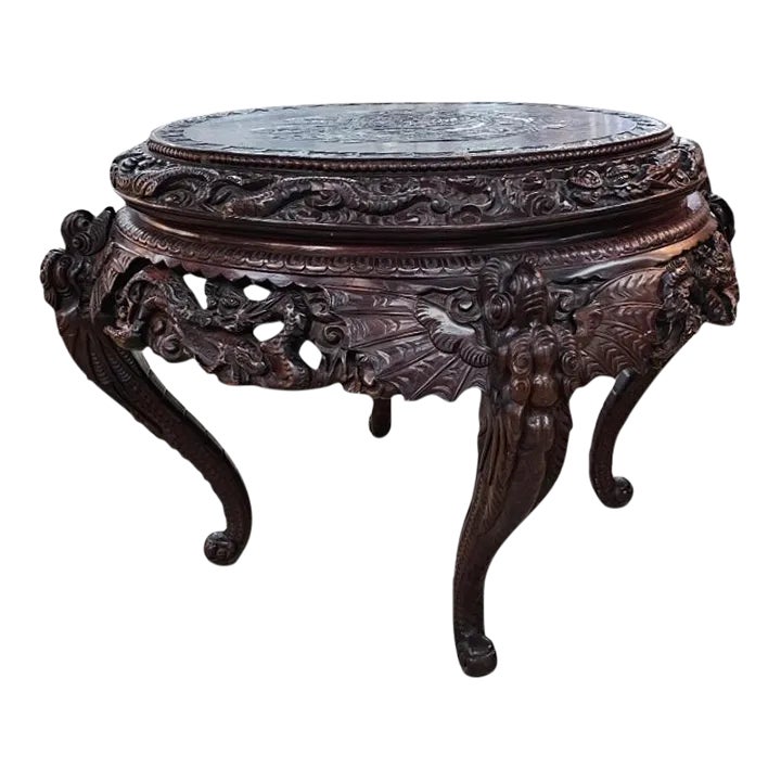 Late 19th Century Antique Chinese Qing Dinasty Carved Table | Chairish