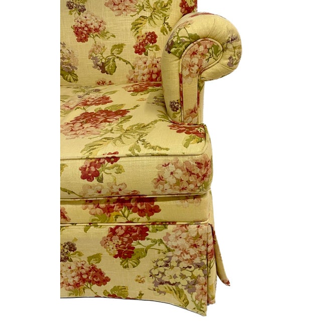 Vintage Floral Linen Upholstered Club Chair | Chairish