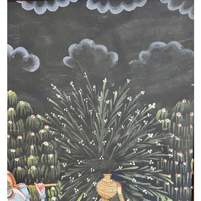 Vintage Framed Pichhavai Painting of Krishna Playing His Flute | Chairish