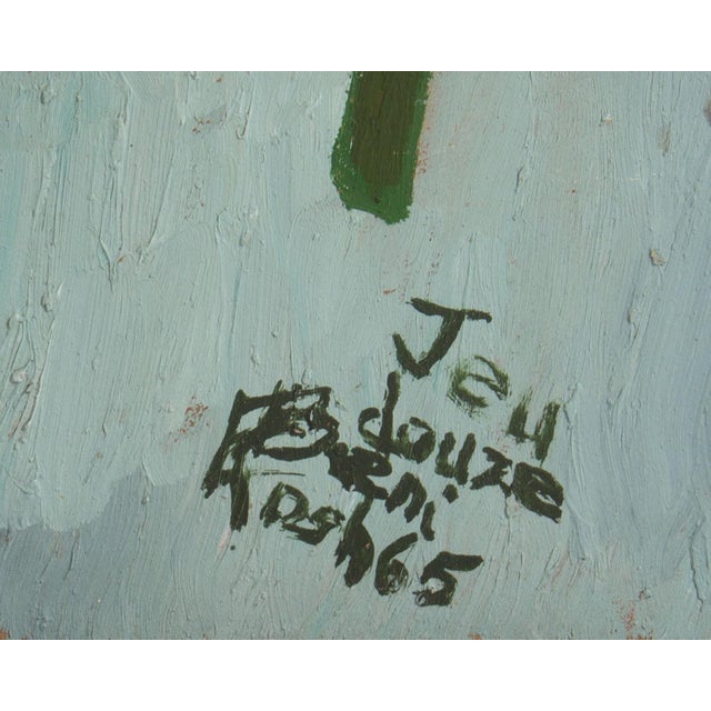1965 “Jeu Douze” Abstract Oil on Board Painting by Beni | Chairish