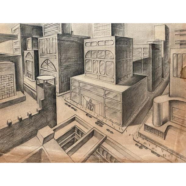 Futuristic Drawing by Anne Johnston | Chairish