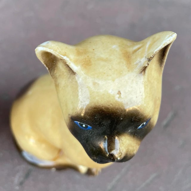 Mid 20th Century Ceramic Siamese Cats With Hand Painted Blue Eyes, Made ...