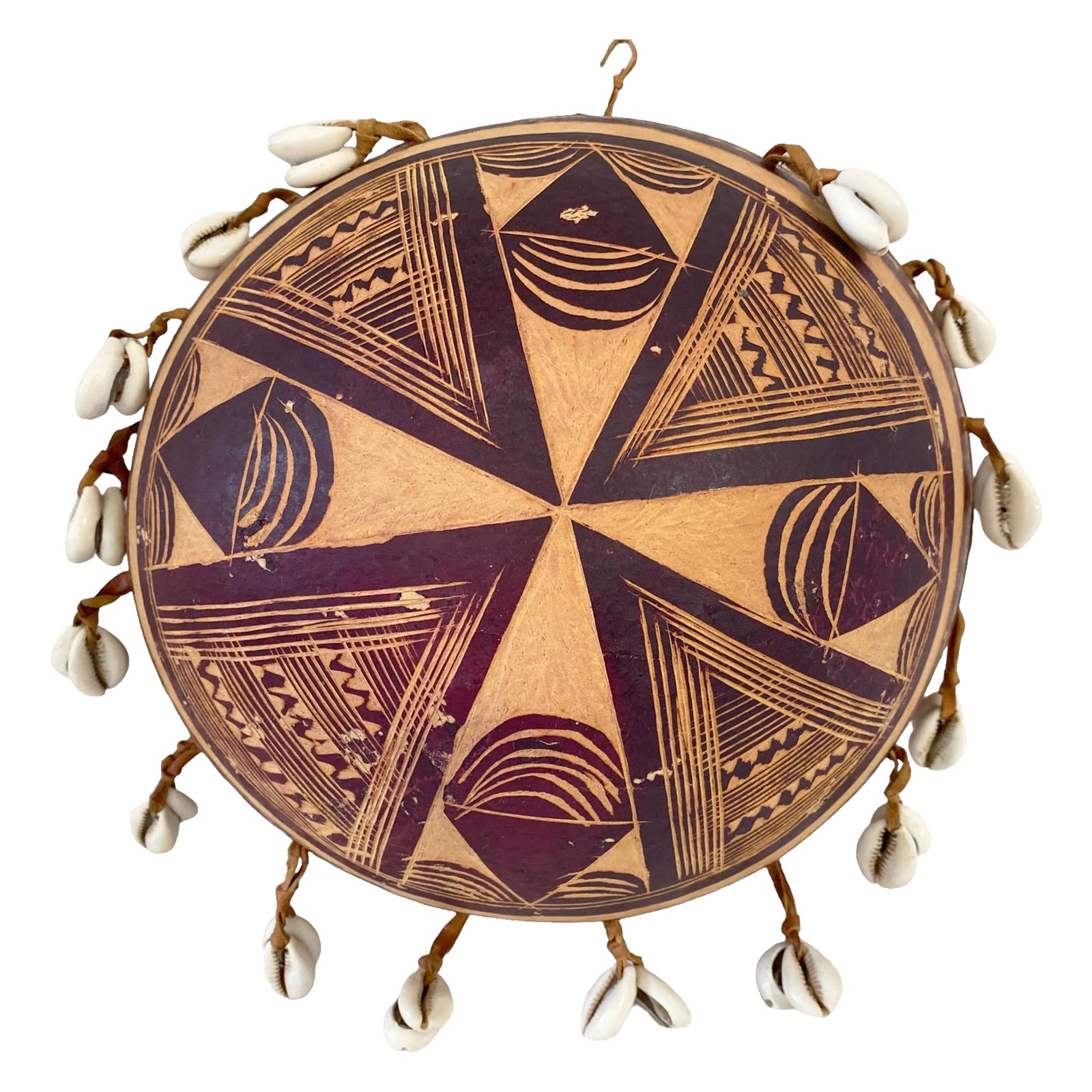 African Vintage Gourd Rattle Cowrie Shells Musical Burkina Faso | Chairish