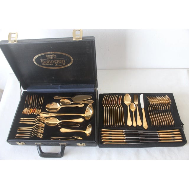 1980s Vintage Solingen German 18/10 23/24 K Gold Plated Service for 12 ...