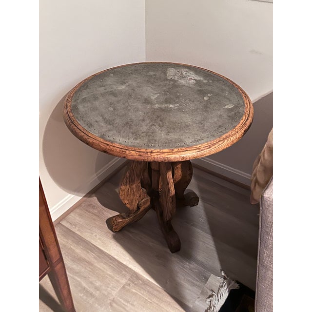 Arhaus Round Table With Tin Top | Chairish