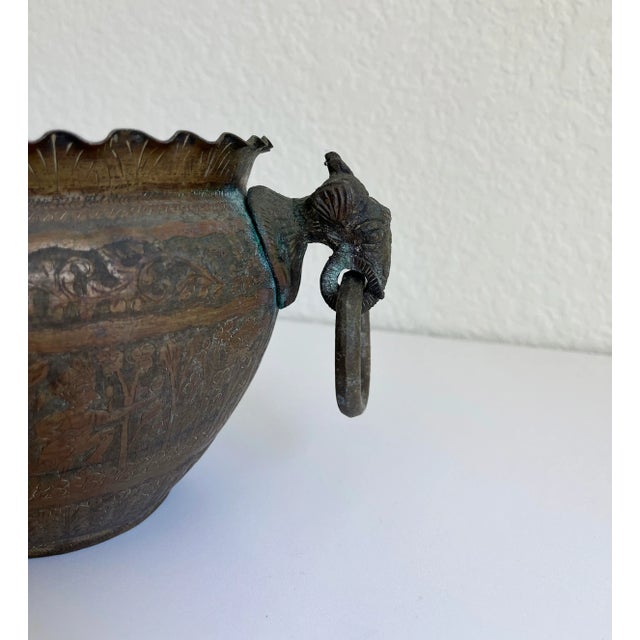 Early 20th Century Indian Hand Chased Brass Bowl | Chairish