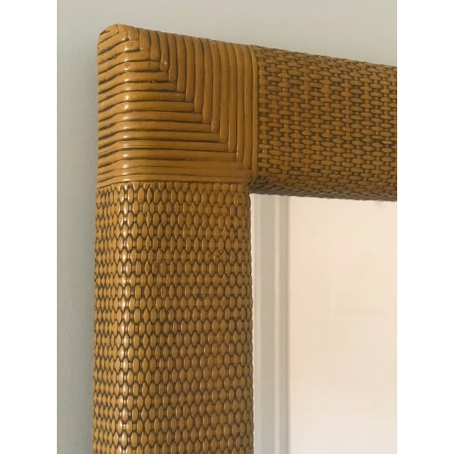 Vintage Large California Boho Modern Rattan Mirror | Chairish