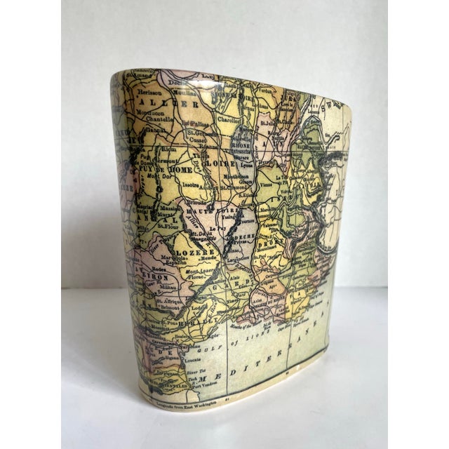 Vintage Ceramic Map of France Oblong Vase by 3-G Imports | Chairish