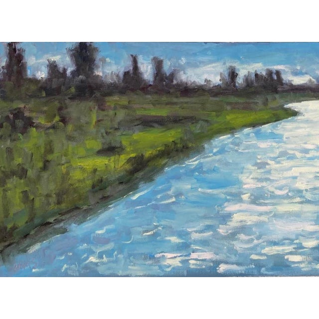Original Landscape Sparkling Waters Oil Painting | Chairish