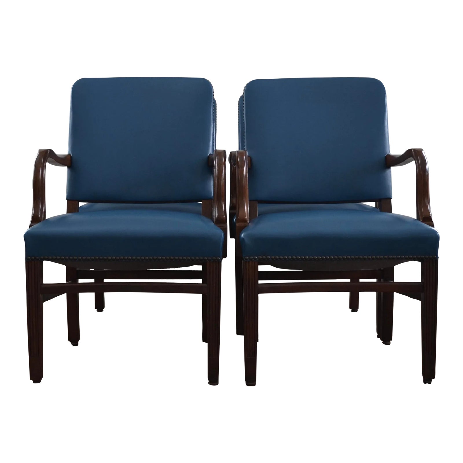Mid 20th Century Gunlocke Company Wood Arm Chairs- Set of 4 | Chairish