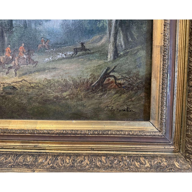 Pair of 19th Century French "Chasse a Courre" Oil Paintings Signed ...