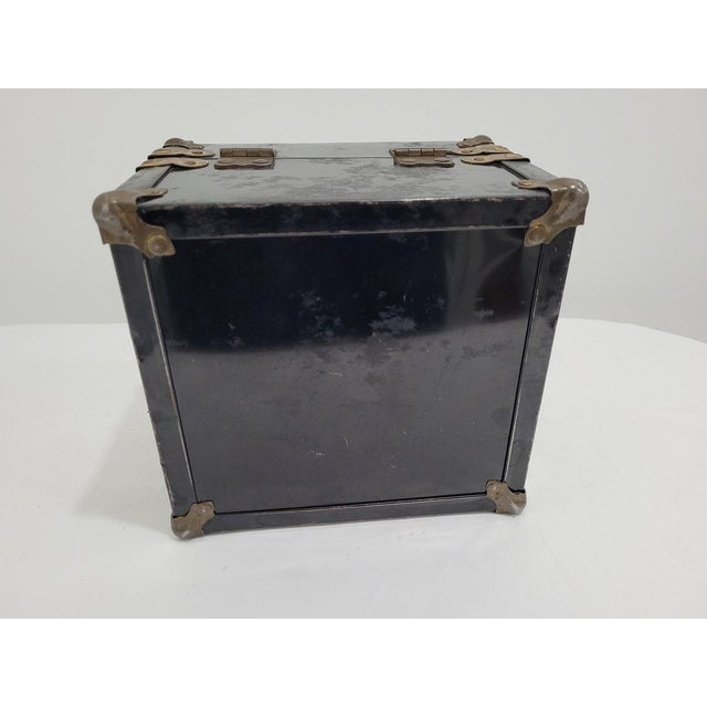 Vintage Art Deco Black Metal Steamer Box | Chairish