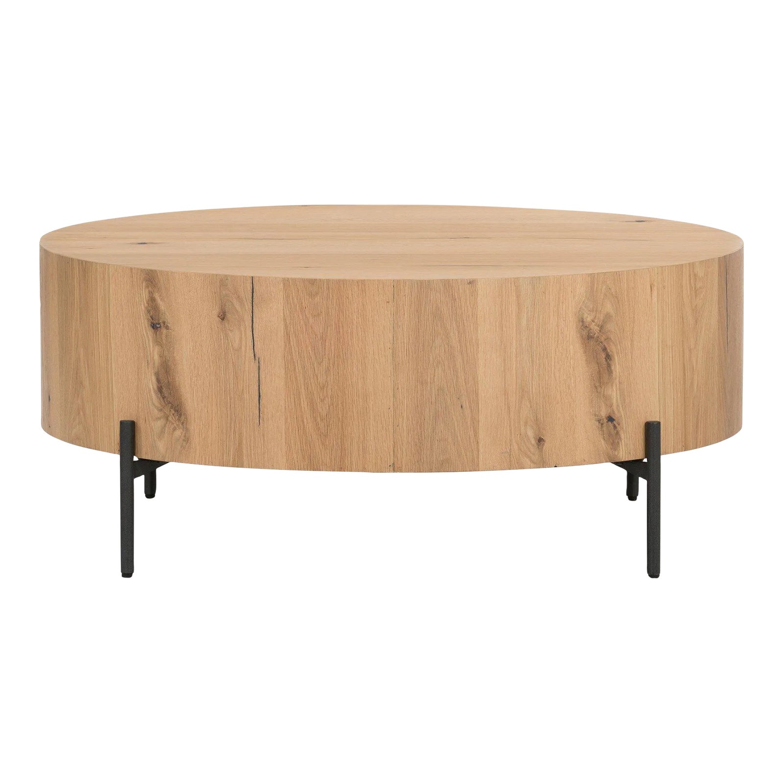 Four Hands Eaton Drum Coffee Table - Light Oak Resin | Chairish