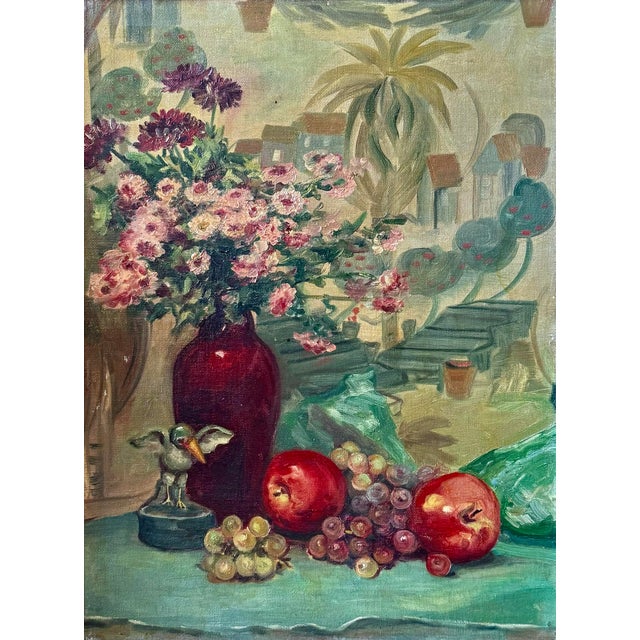 Early 20th Century Floral Still Life Oil Painting W/ Original Giltwood ...