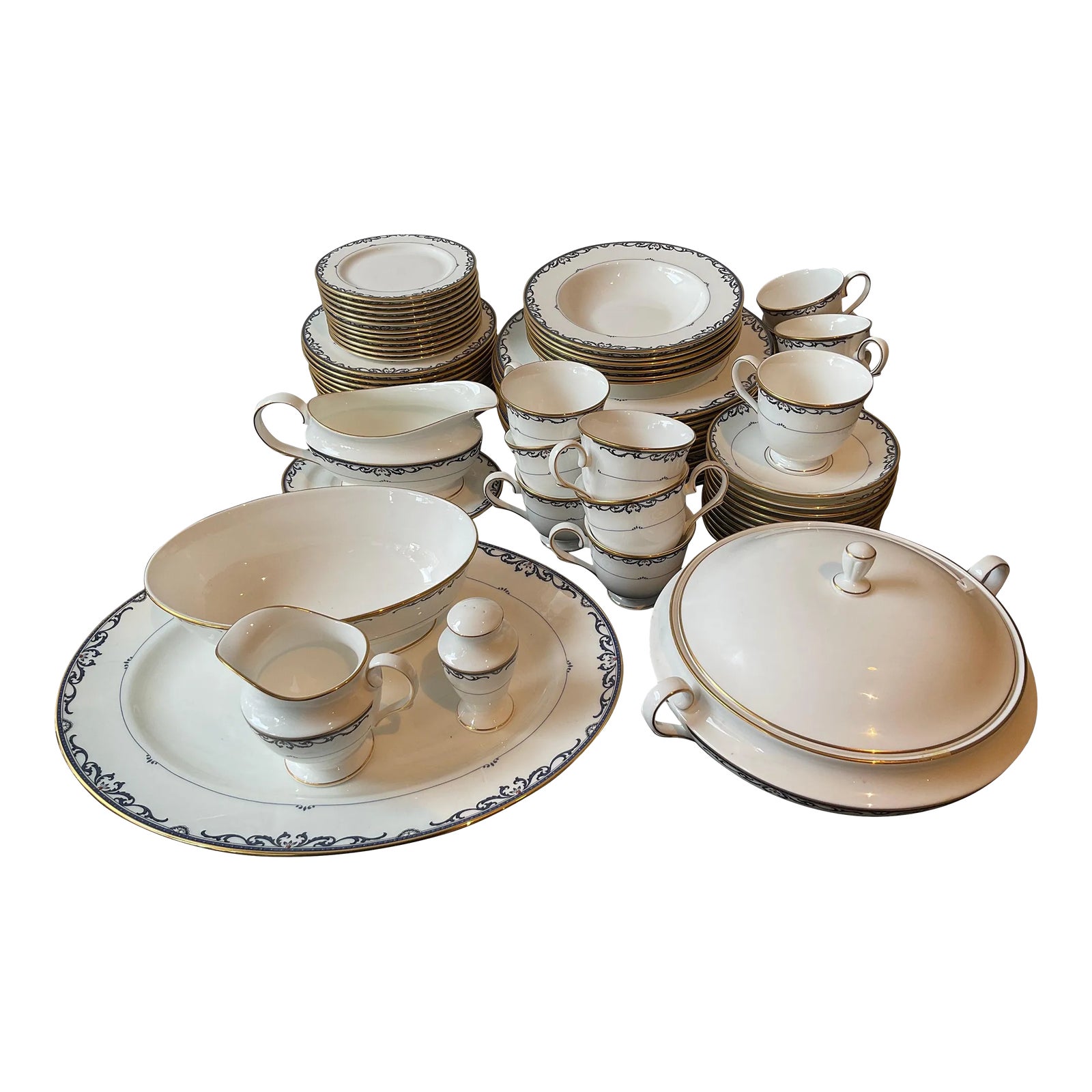 Early 21st Century Lenox Royal Scroll Dinnerware Set - 67 Pieces | Chairish