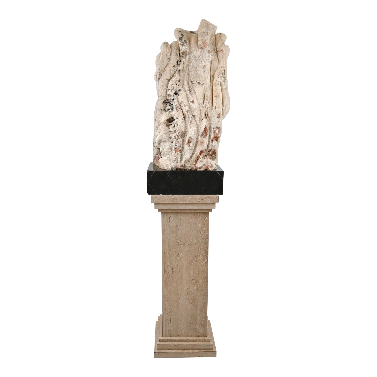 Abstract Stone Sculpture Chinese Scholar Stone on a Faux Marble Stand ...