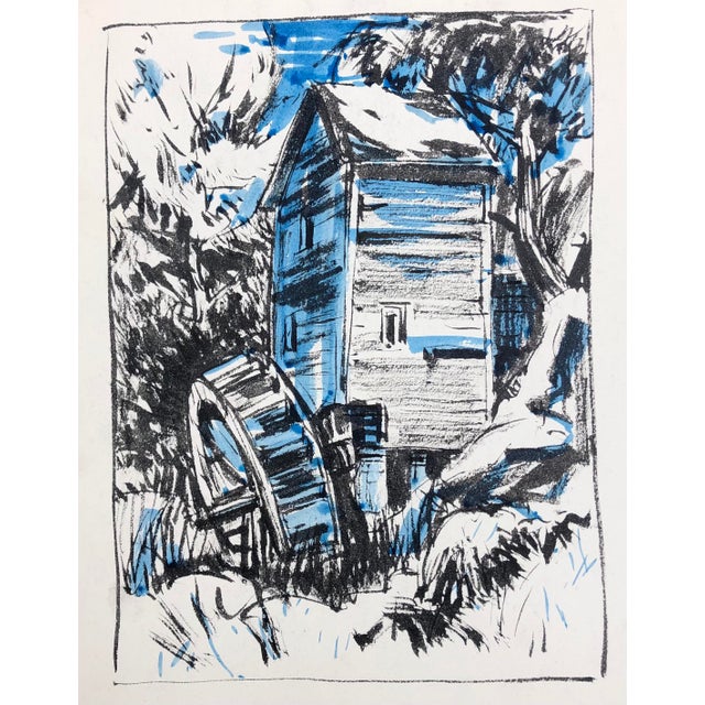 1950s Norman Kent Mill Drawing | Chairish
