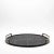 Extra Large Round Tray in Black Shagreen With Bronze Patina Brass by R ...