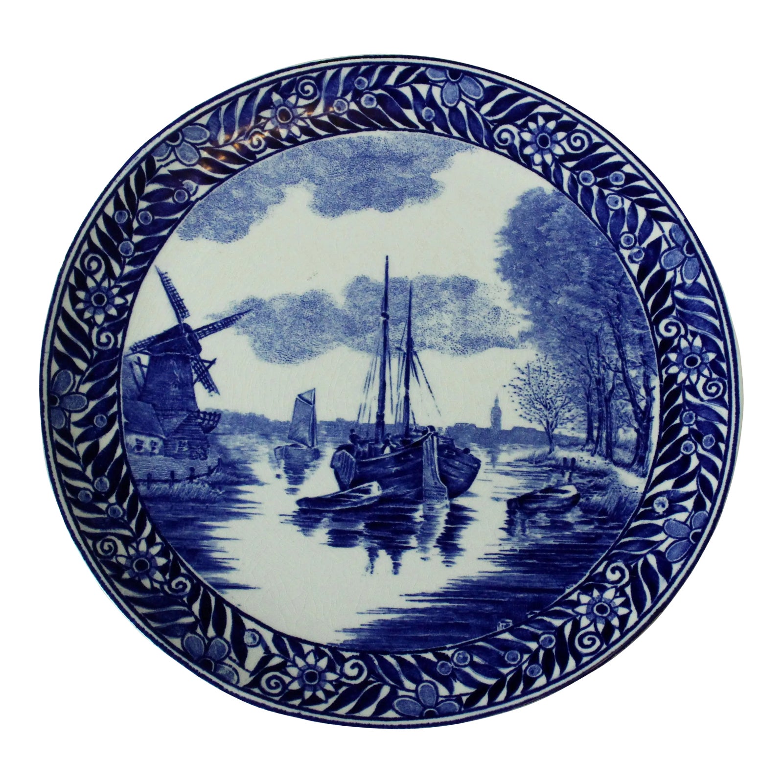 Boch - Blue and White Delfts Ceramic Wall Plate, Belgium Vintage | Chairish