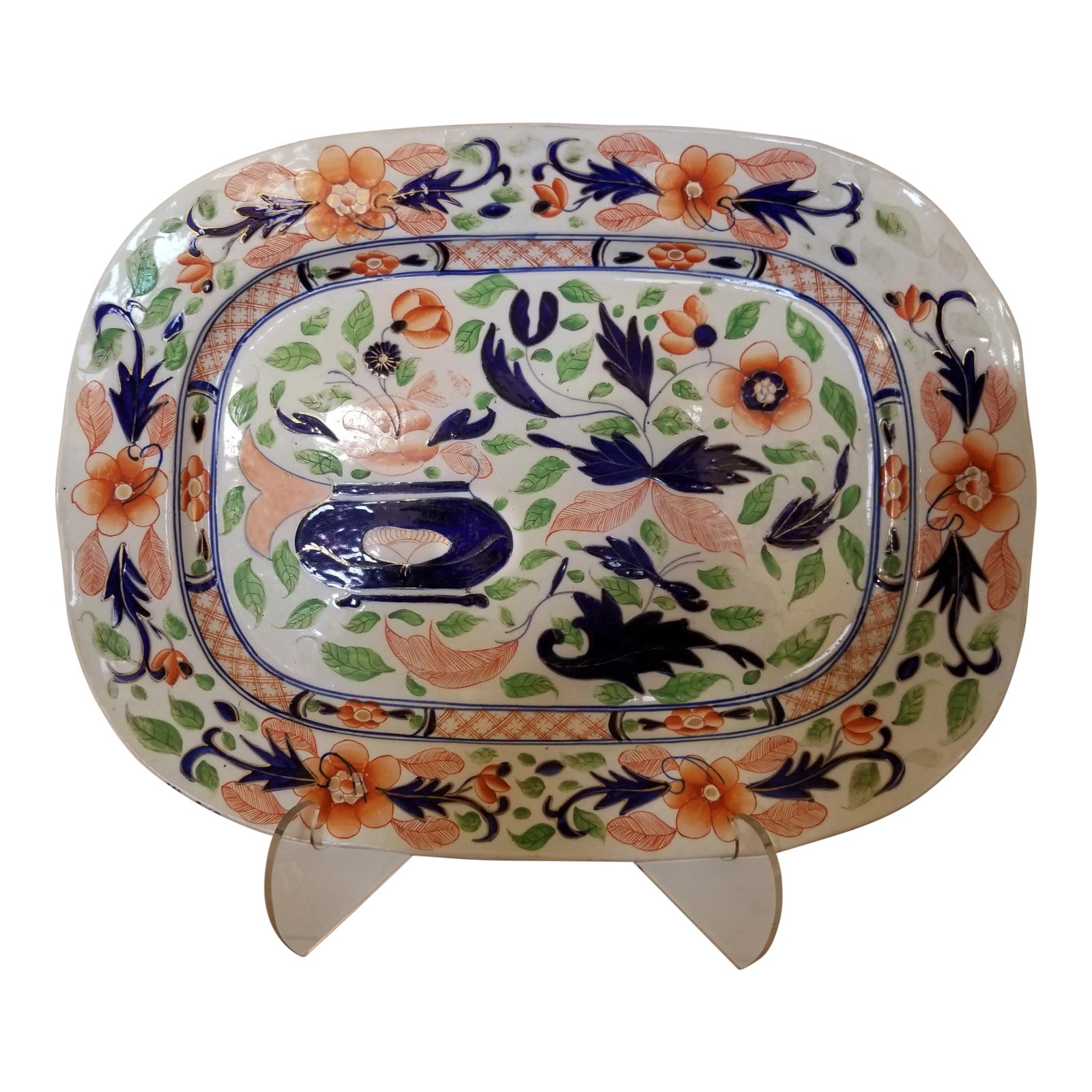 Extra Large Early Spode Gaudy Dutch Platter | Chairish