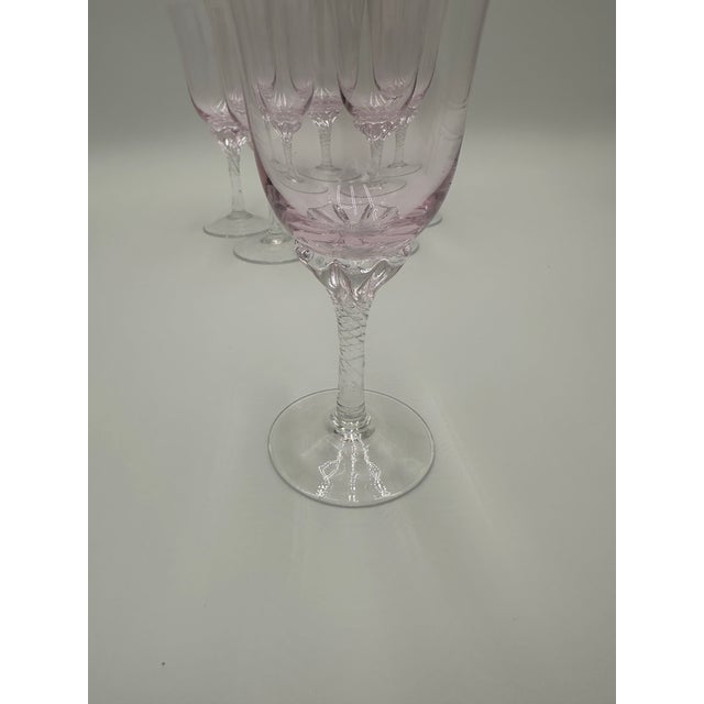 Set of 6 Sasaki Coronation Pink Crystal Wine Goblets, 1990s | Chairish
