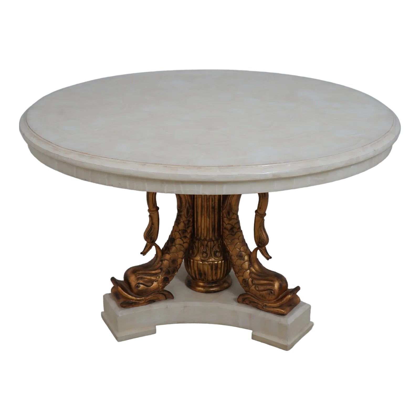 Round Italian Style Dolphin Base Center Table | Chairish