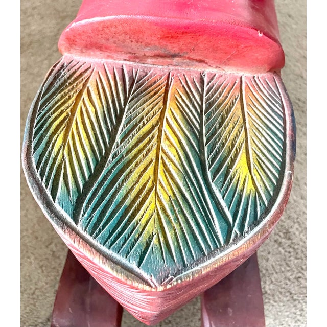 Vintage Childs Solid Wood Hand Carved Swan Rocking Horse | Chairish