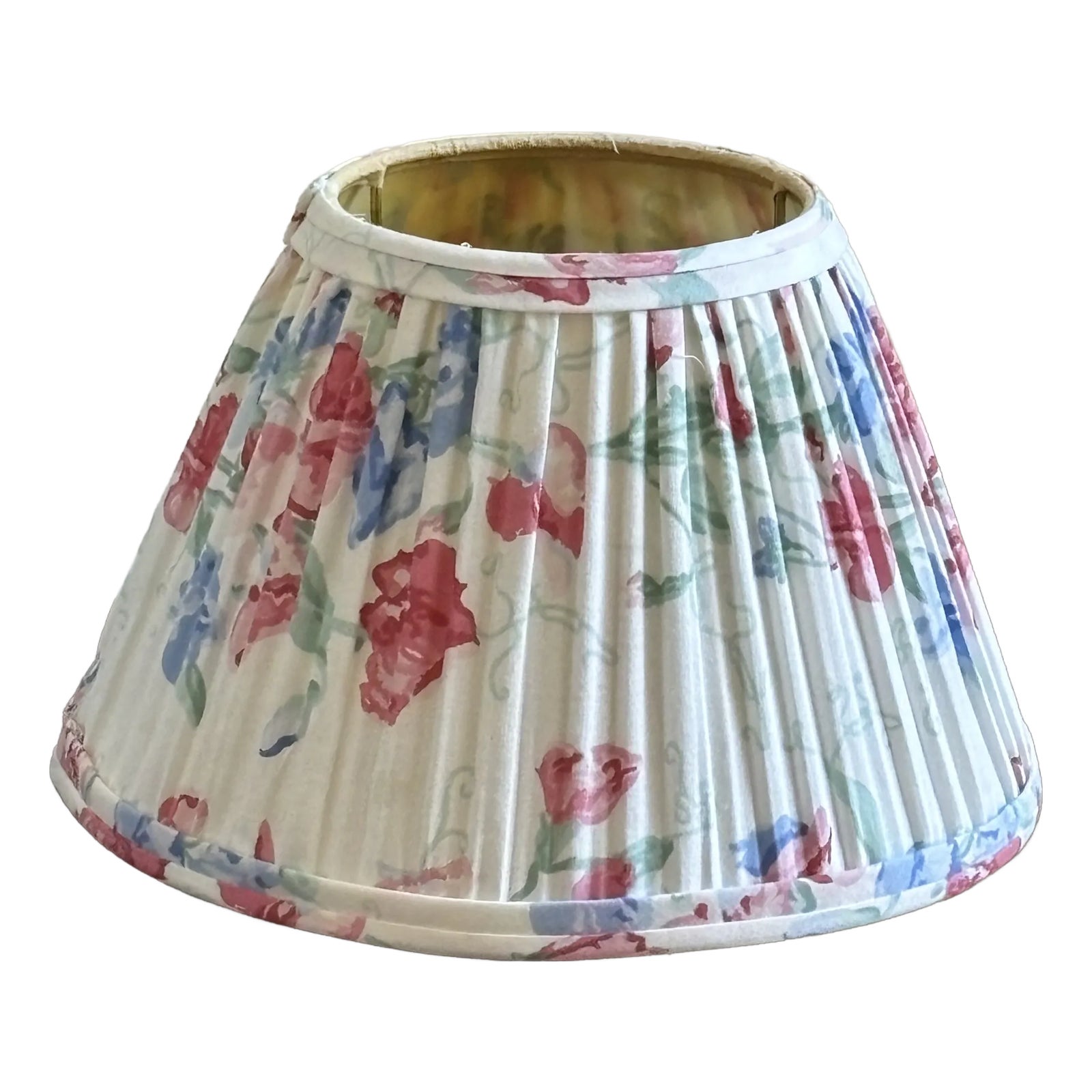 1990s Gathered Pleated Floral Cotton Lamp Shade | Chairish