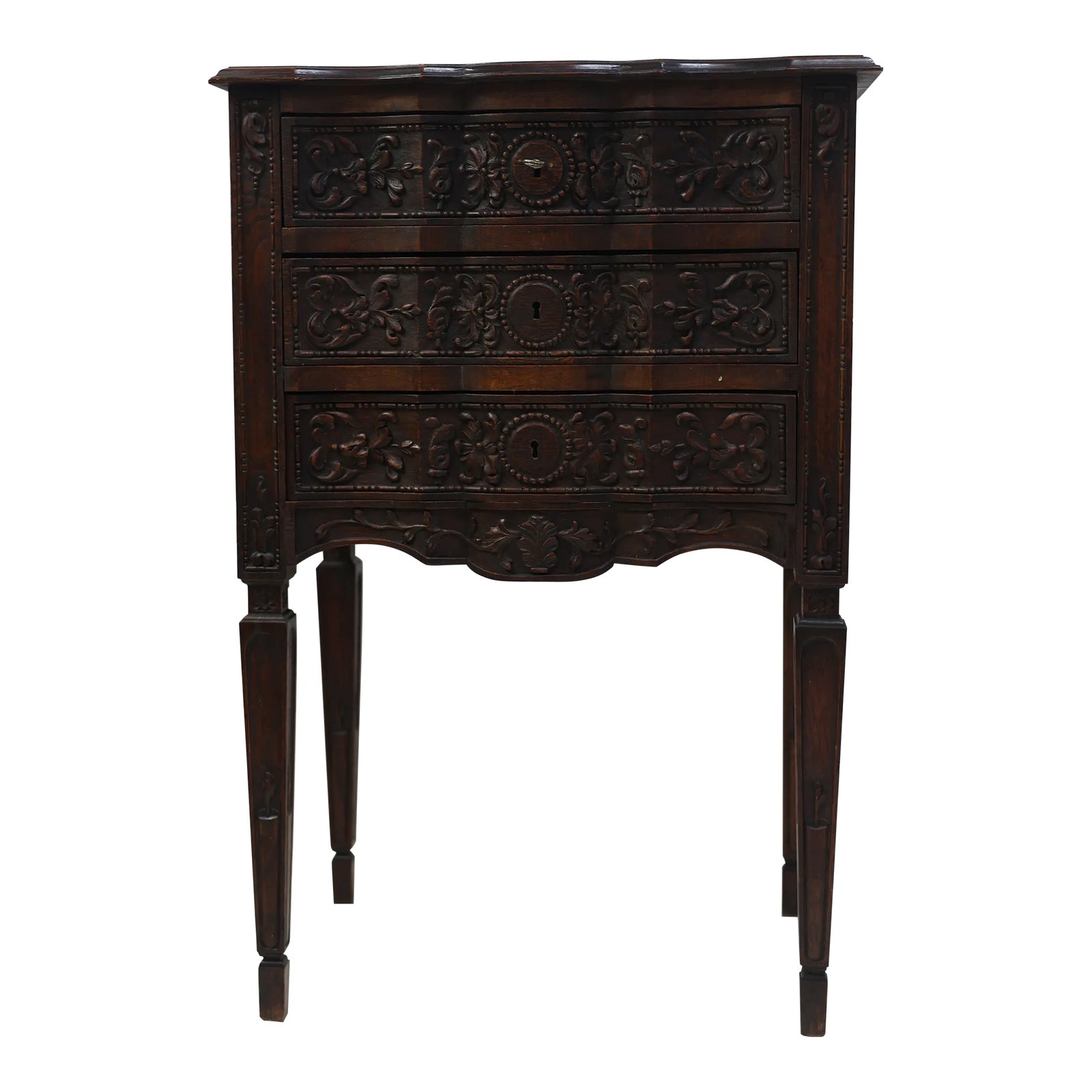 Late 19th Century 3 Door Carved Continental Chest of Drawers | Chairish