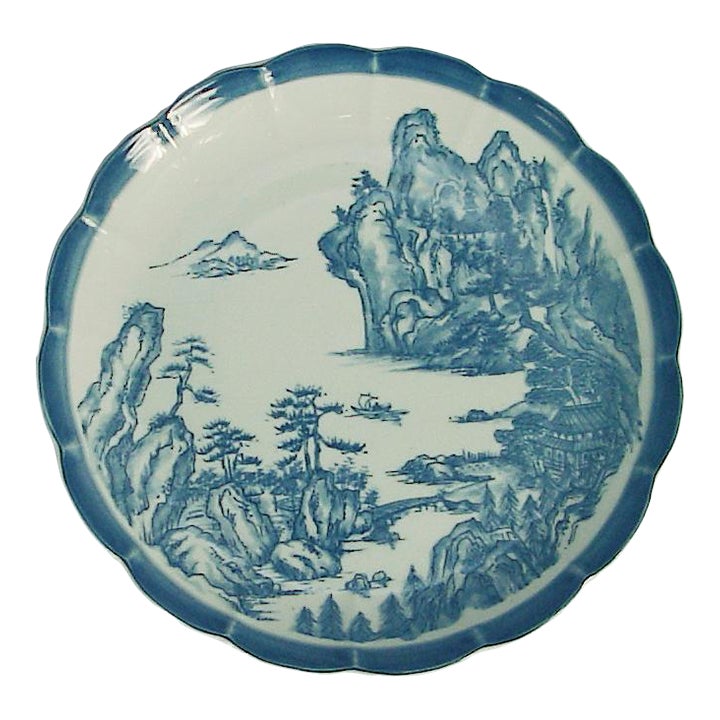 Chinese Porcelain Blue and White Charger/Plate, Scalloped Rim, Ca. 1900 ...