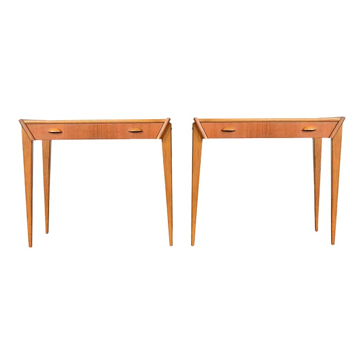 1960s Pair of Atomic Teak + Oak Swedish Modern Nightstands | Chairish