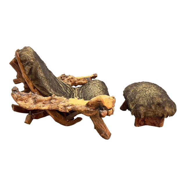 Driftwood Chair & Ottoman | Chairish