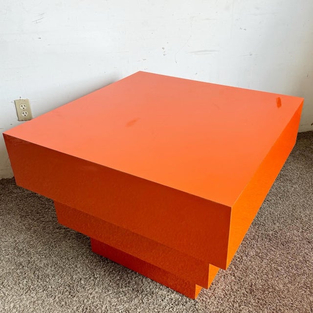 Postmodern Stacked Orange Lacquer Laminate Coffee Table | Chairish